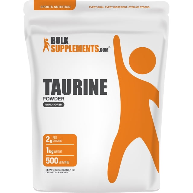 BulkSupplements.com Pure Taurine Powder Formula, 2000mg - Energy ...