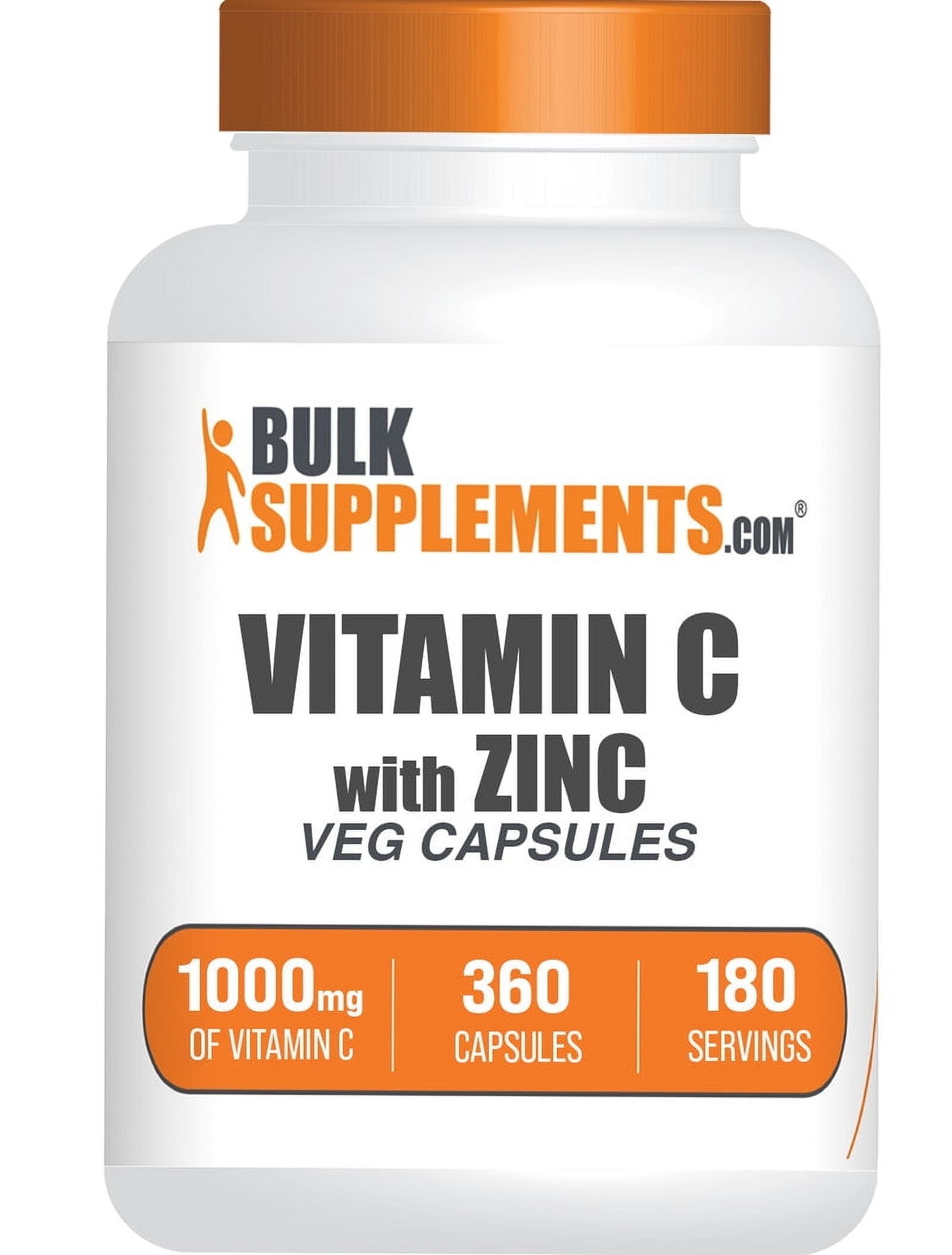 BulkSupplements Vitamin C with Zinc Capsules, 360 ct, 1000mg - Walmart.com
