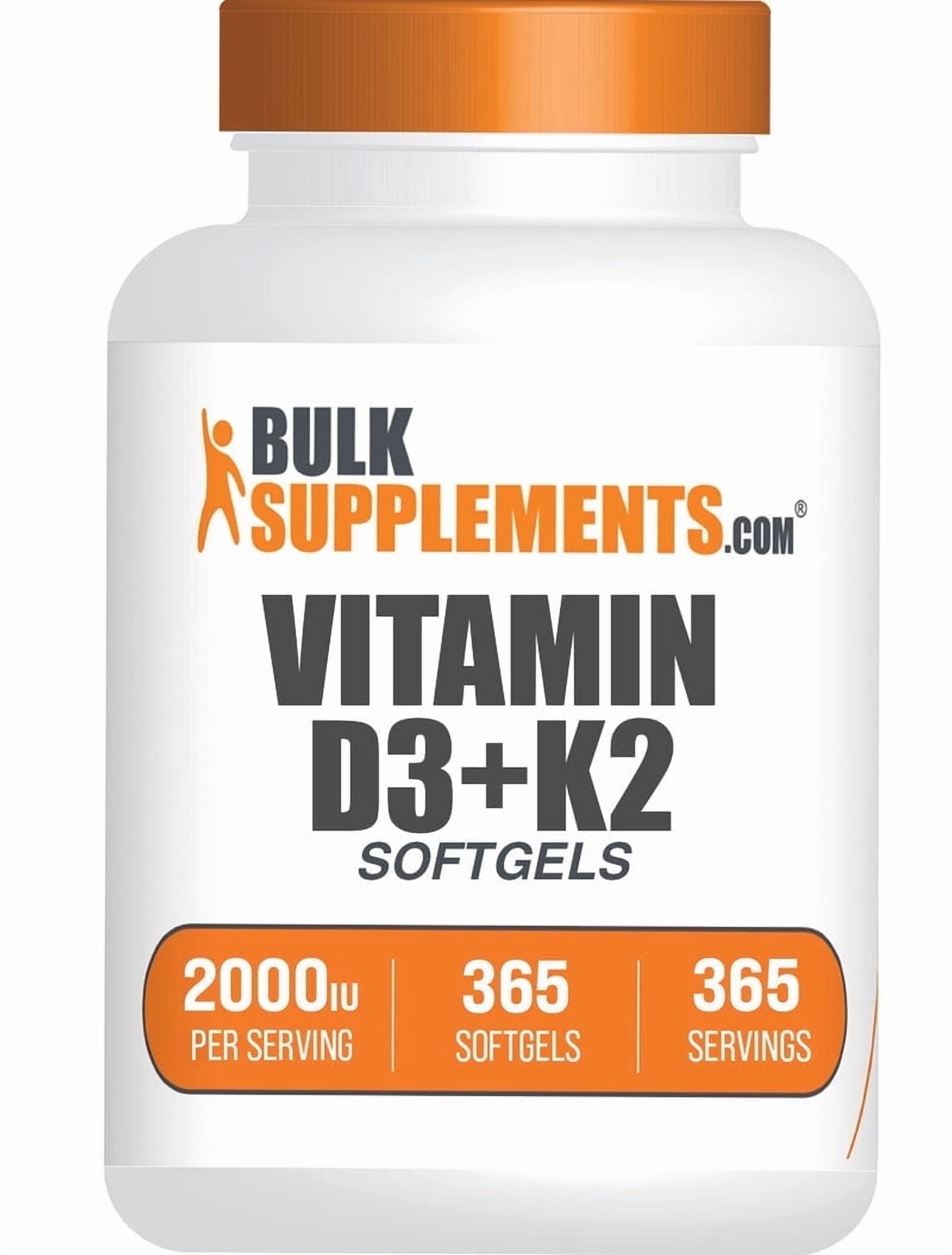 BulkSupplements Vitamin D3 2000IU + K2 Softgels - Vitamin Supplement ...