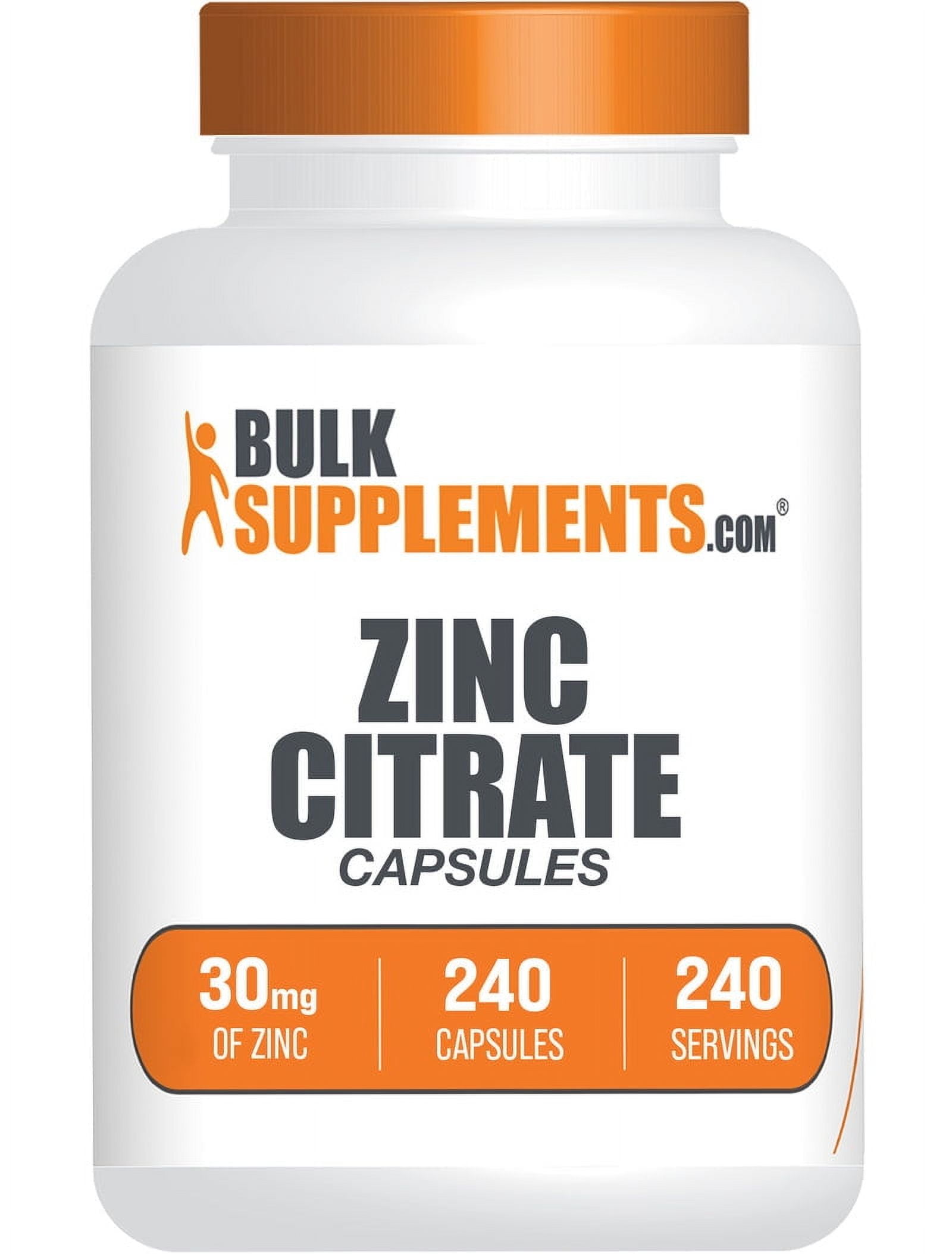 BulkSupplements Zinc Citrate Capsules - Gluten Free, 30mg of Zinc per ...