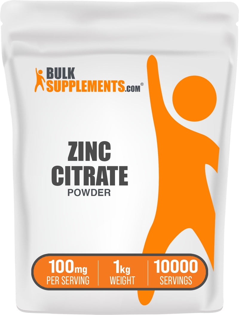 BulkSupplements Zinc Citrate Powder - Gluten Free, 100mg per Serving ...
