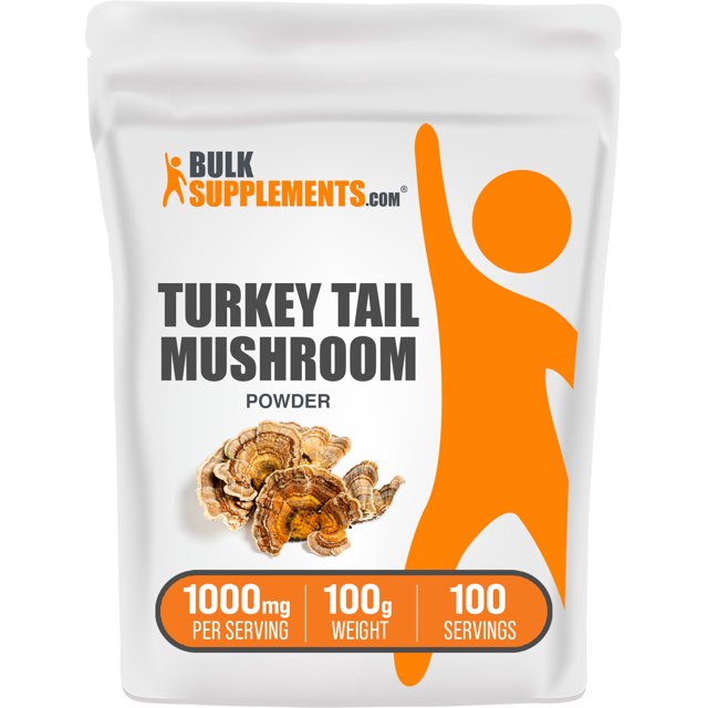 BulkSupplements.com Turkey Tail Mushroom Extract Powder, 1000mg ...