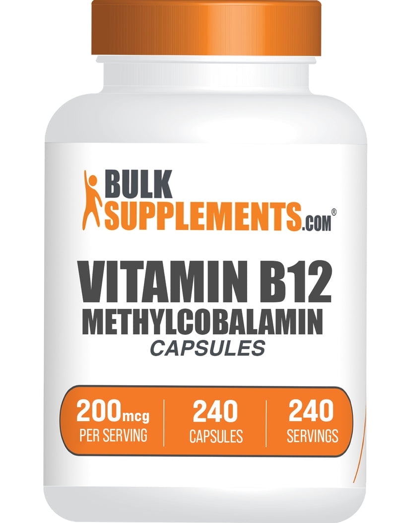 BulkSupplements Vitamin B12 Capsules - as Methylcobalamin, 200mcg per ...