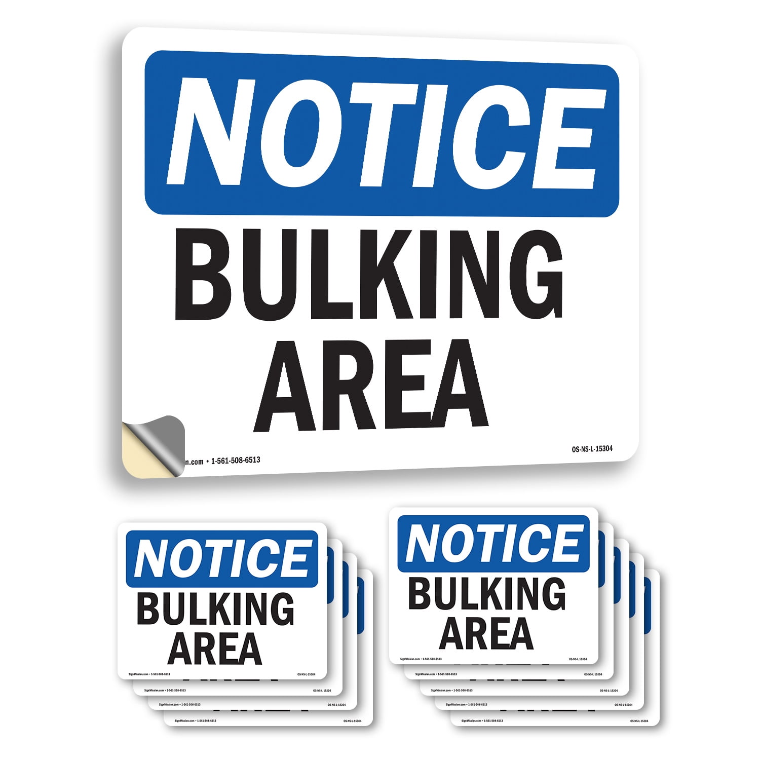 Bulking Area OSHA Notice Vinyl Decal Label 10 Inch x 7 Inch - 10 Pack ...