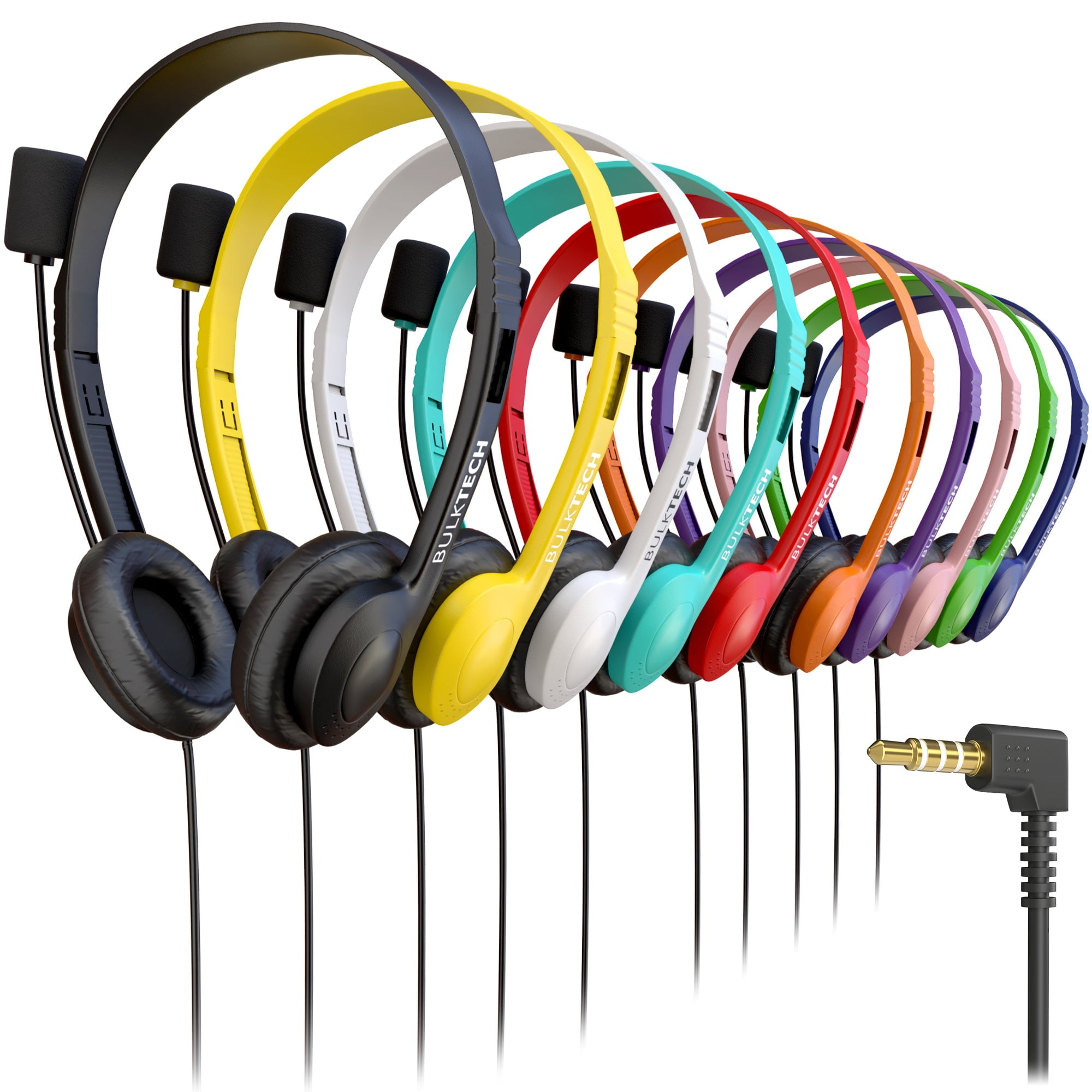 Bulktech Wired On-Ear Leather Headsets with Boom Microphone and 3.5mm ...