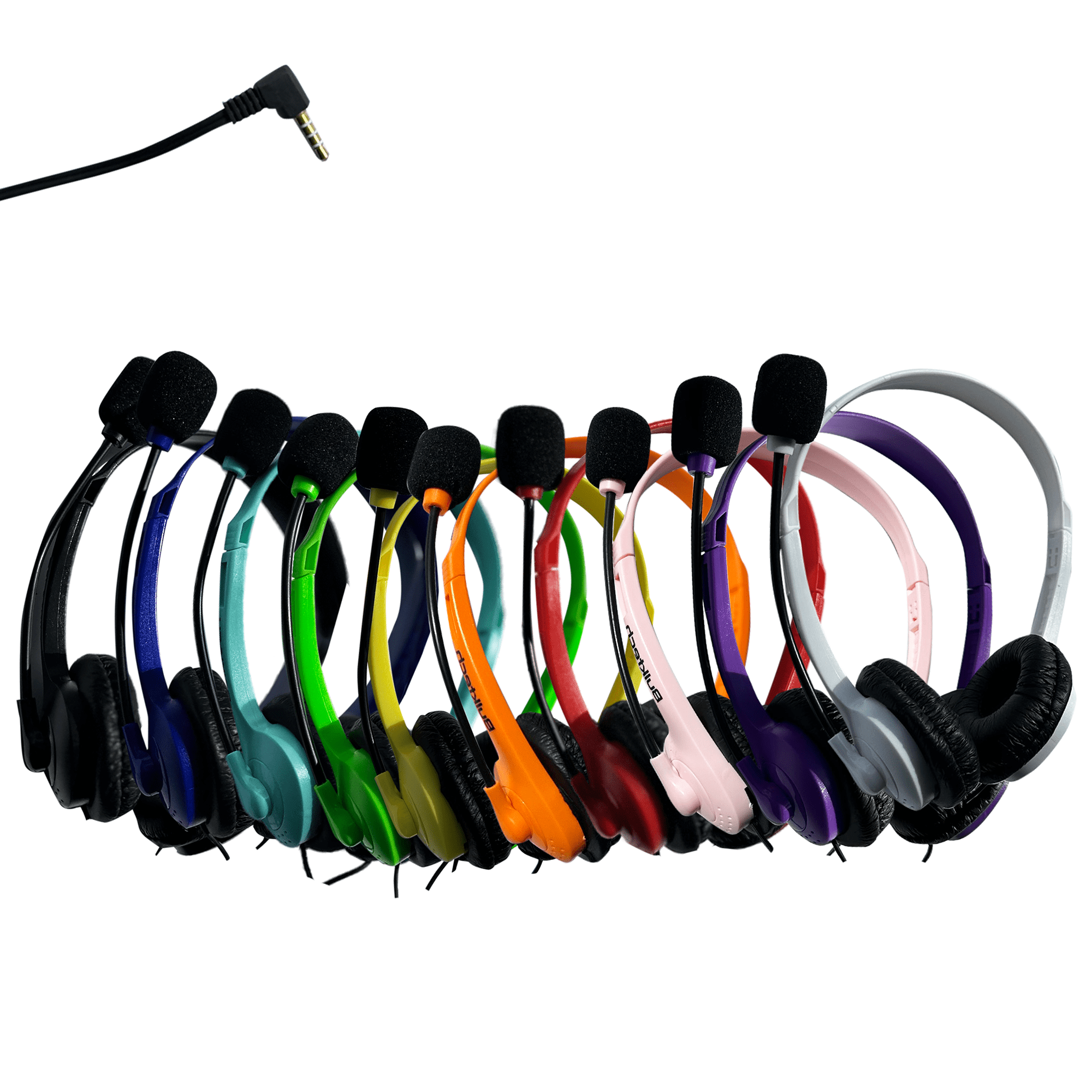 Bulktech Wired On-Ear Leather Headsets with Boom Microphone and 3.5mm ...