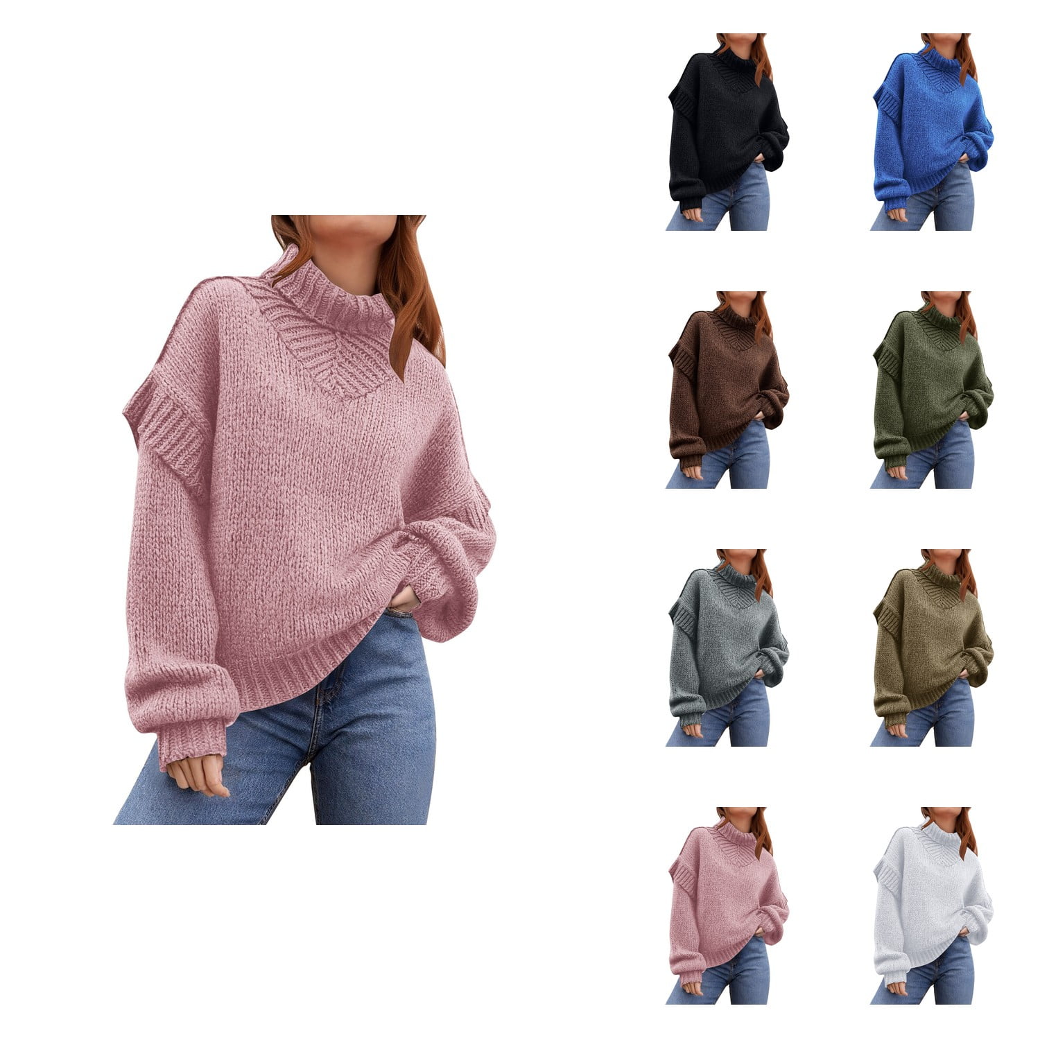 Bulky Knit Pullover Sweater Long Sleeve Soft Comfortable Casual Winter ...