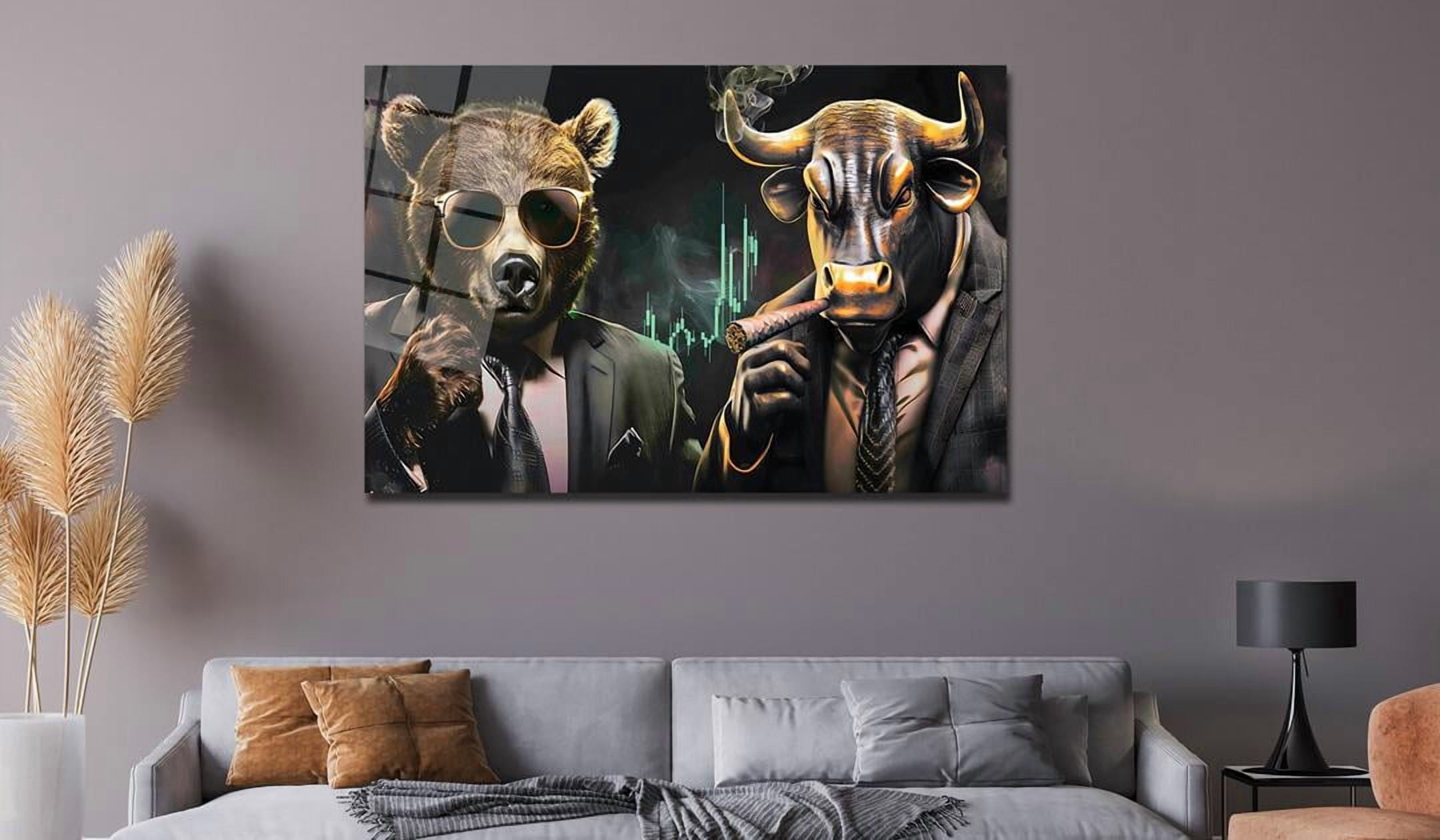 Bull And Bear Finance Poster Vintage Style Wall Decor Physical Poster ...