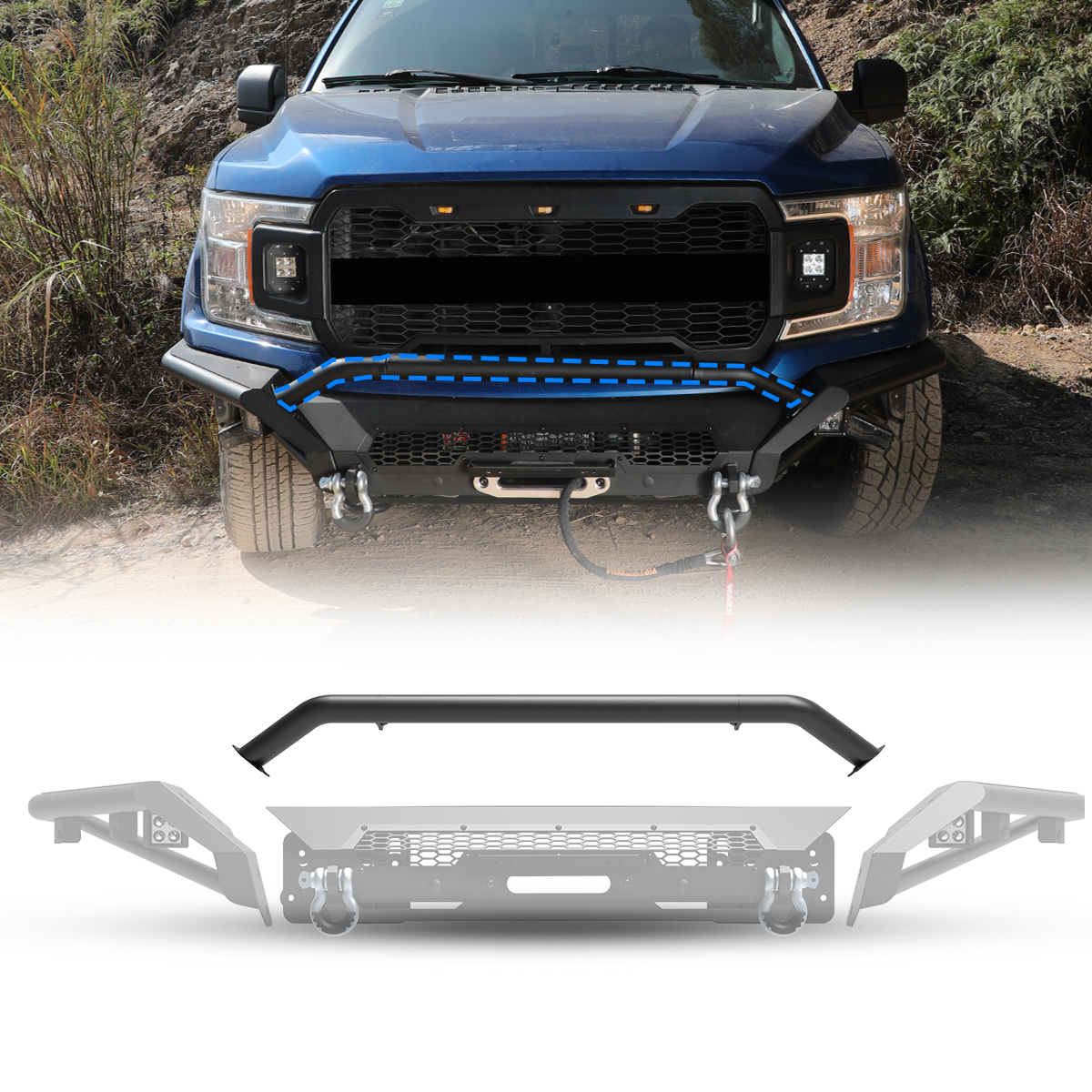 Bull Bar Bumper Brush Guard For 2018 2019 2020 Ford F-150（Exclude ...