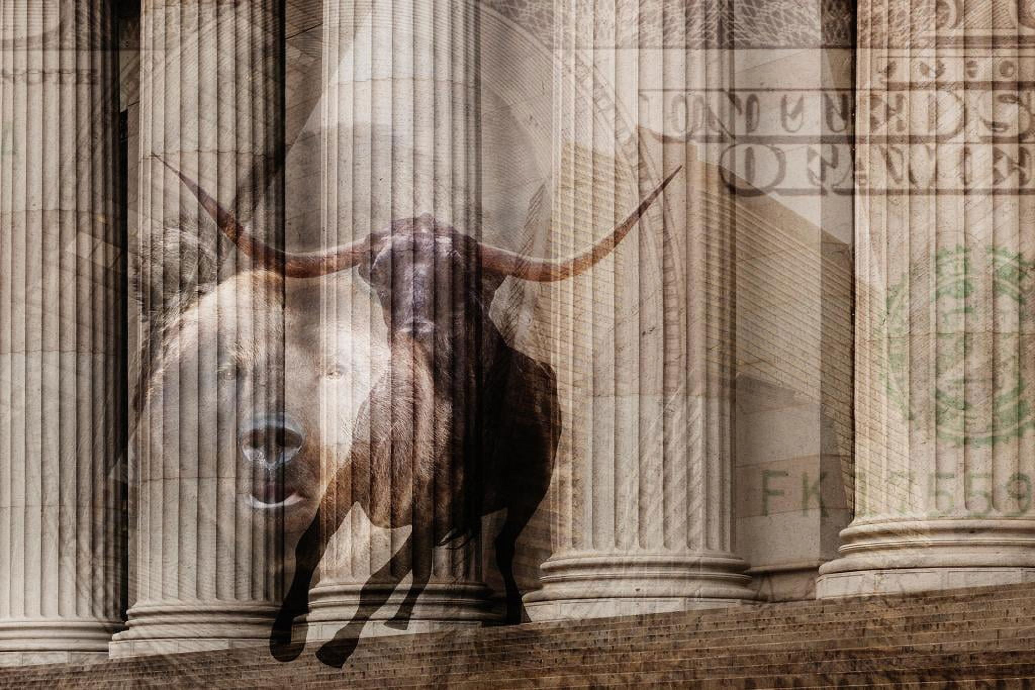 Bull Bear Money Wall Street Stock Exchange Columns Finance Artwork ...