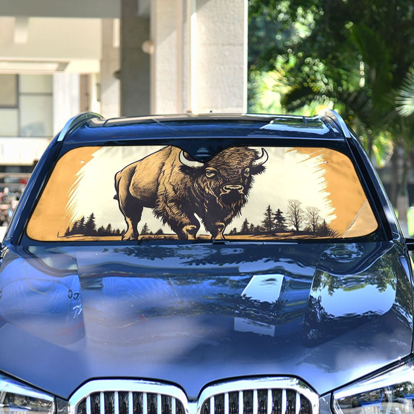 Bull Bison Trees Automotive Front Car Windshield Sun Shade Reflector ...