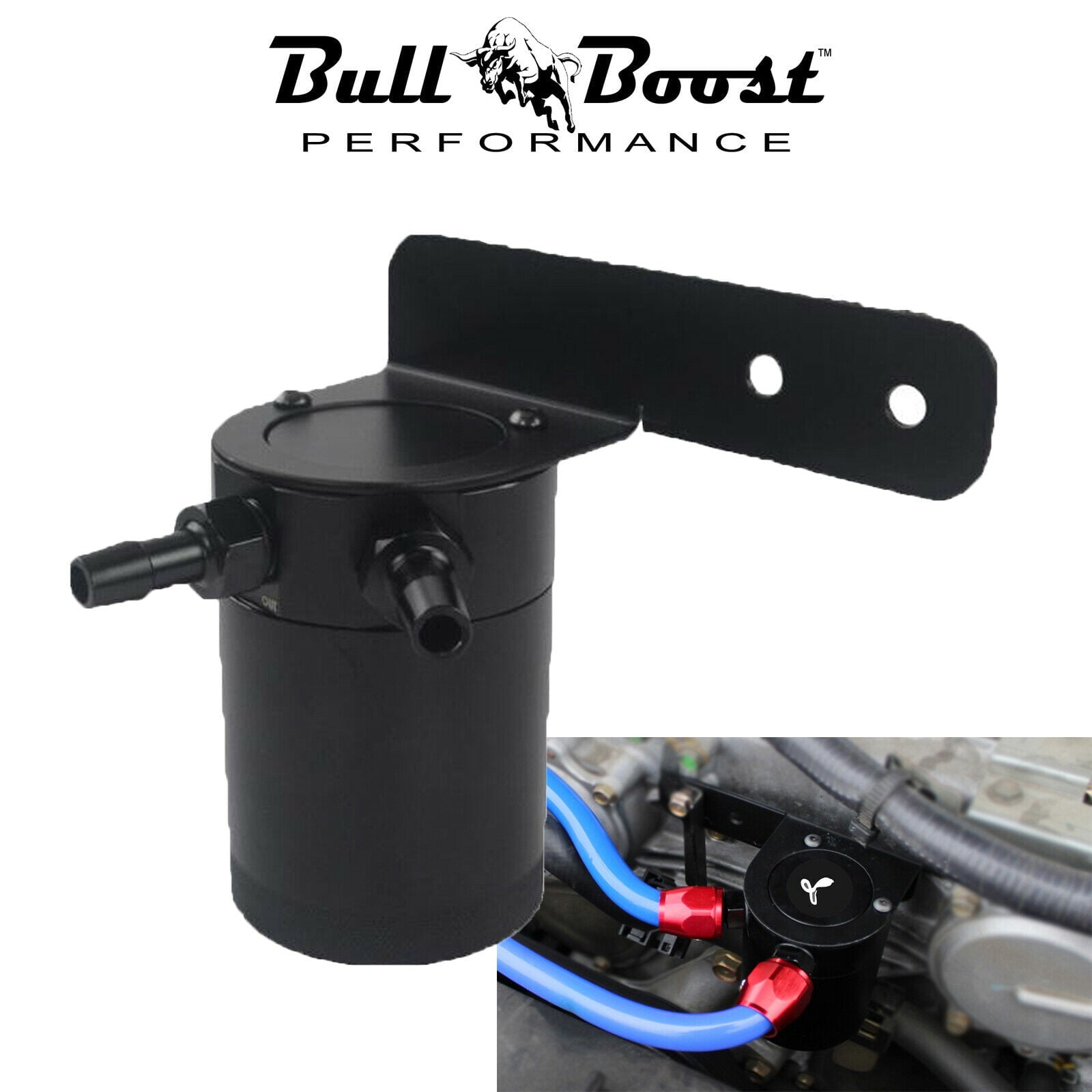 Bull Boost Performance Baffled Oil Catch Can with Mount Bracket ...
