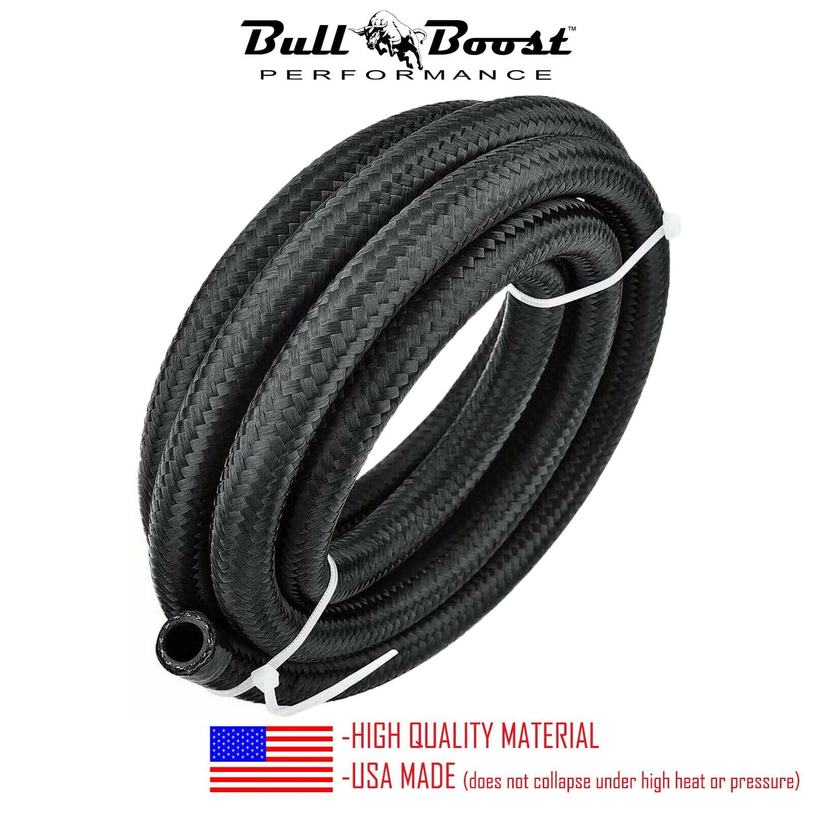 Bull Boost Performance Black Fuel Hose Oil Gas LineAN6-AN8-AN10 Nylon ...