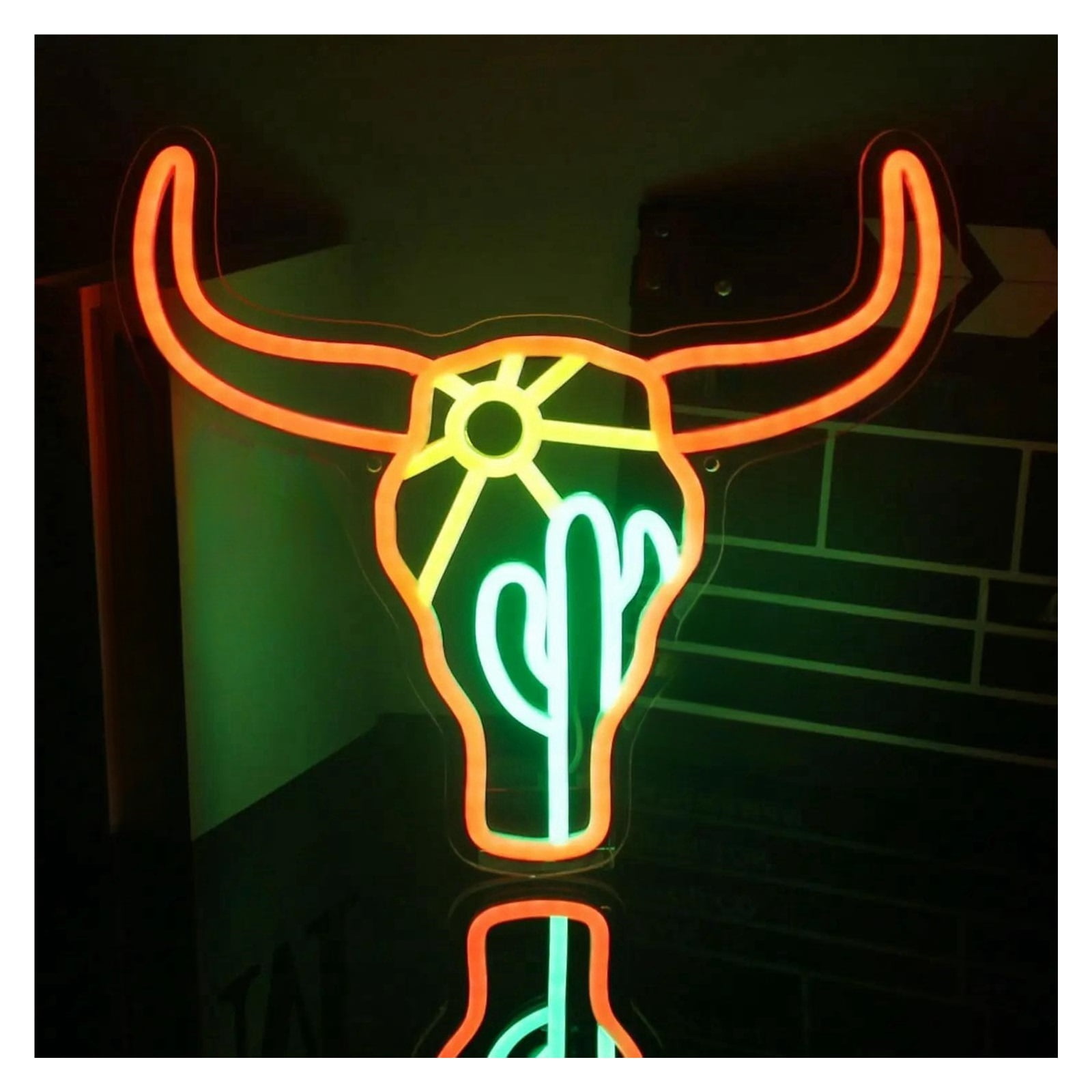 Bull Cactus Sun Neon Signs Dimmable USB Powered LED Neon Lights For ...