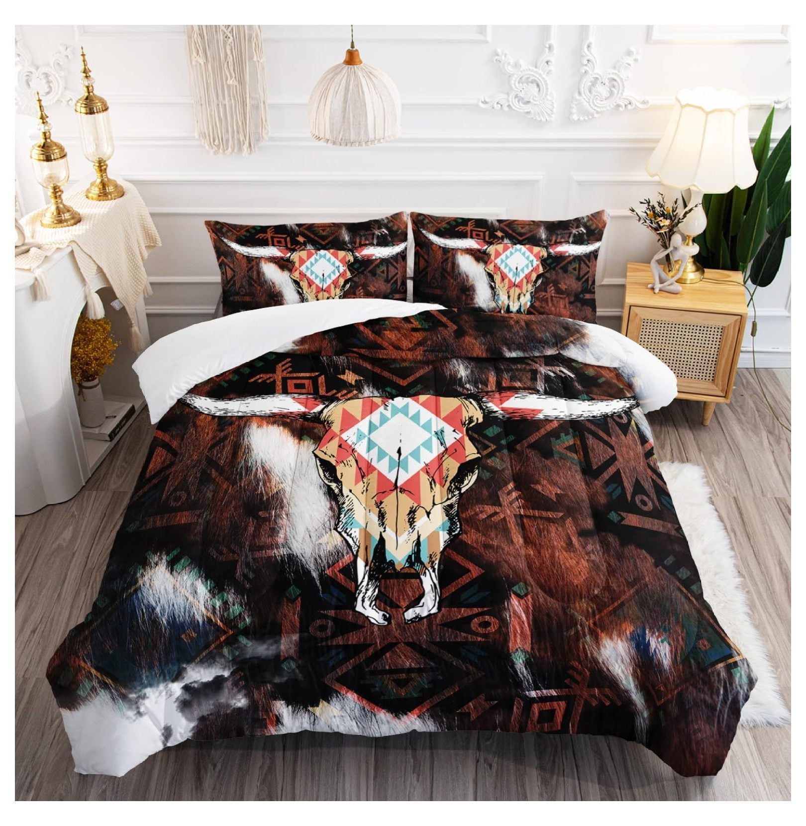 Bull Comforter Set Queen Size,Cattle Cowhide Cow Print Bedding Set ...