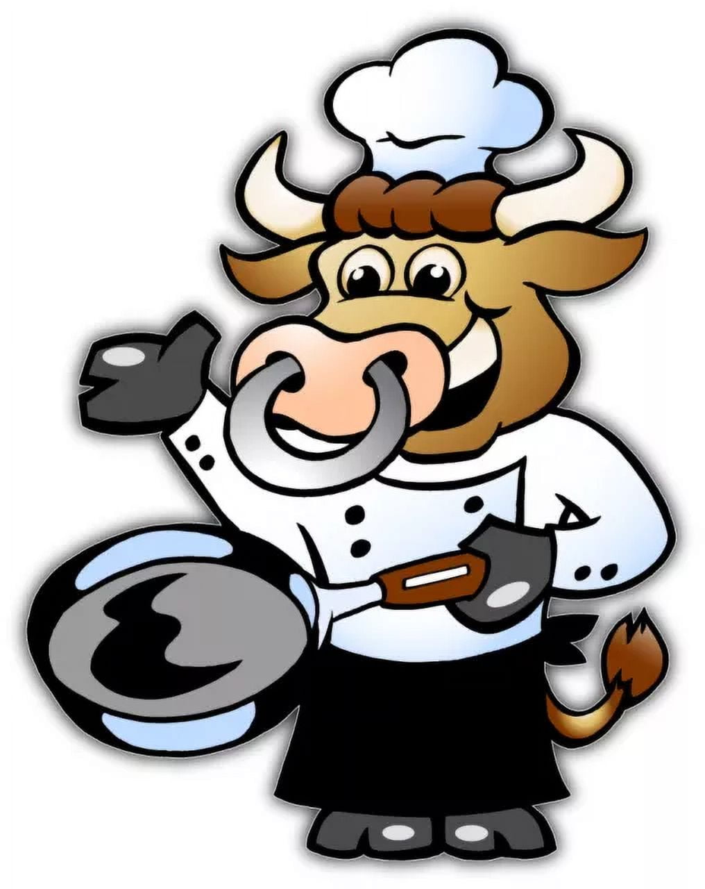 Bull Cook Cartoon Chef Car Sticker Phone Decal Water Bottle Stickers ...