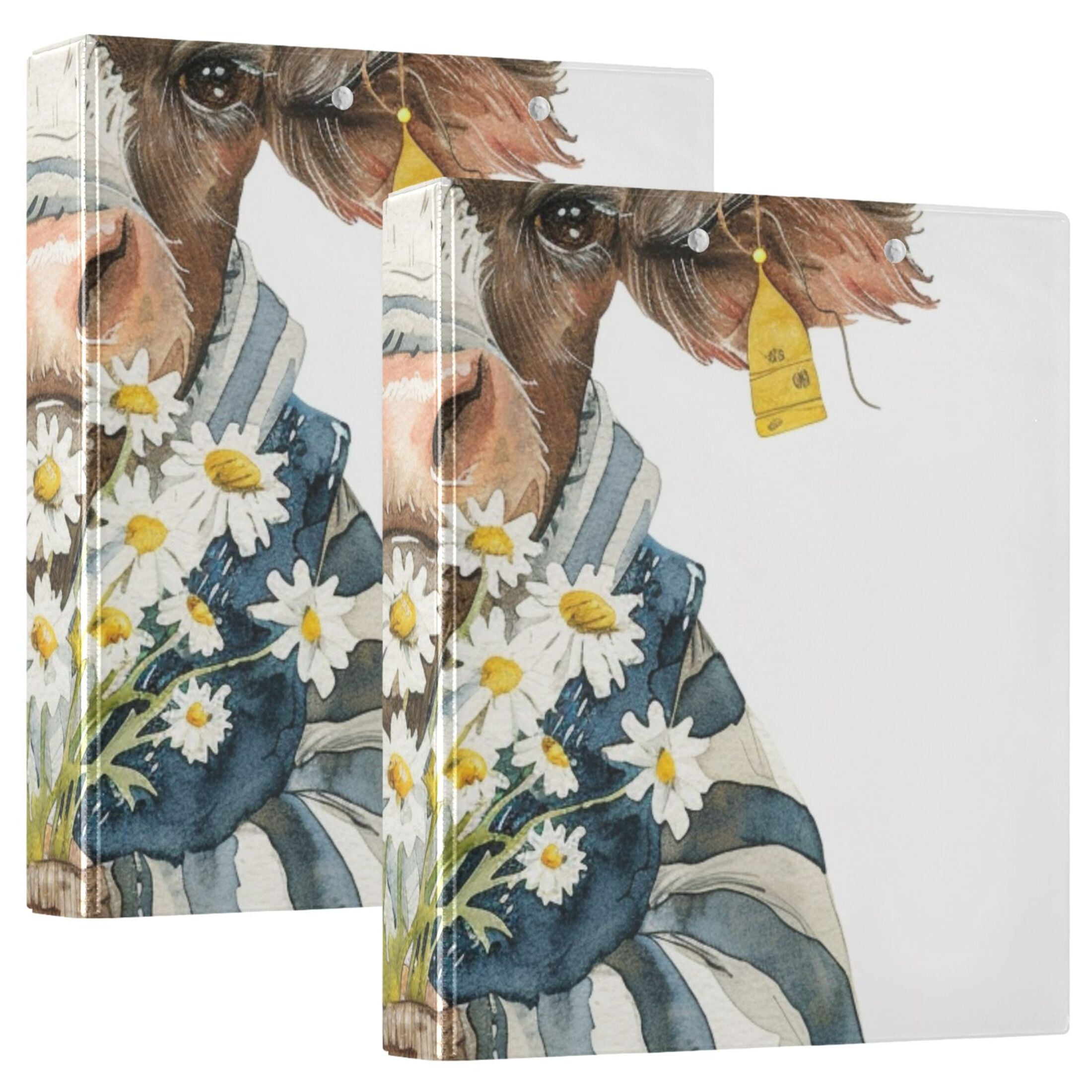 Bull Cow Daisies 3 Ring Binders 1.5 inch Hardcover File Folders with ...