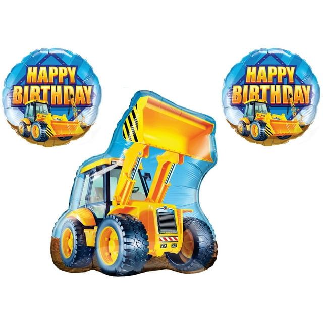 Bull DOZER Loader Construction TRUCKS Yellow BIRTHDAY Party (3) MYLAR ...