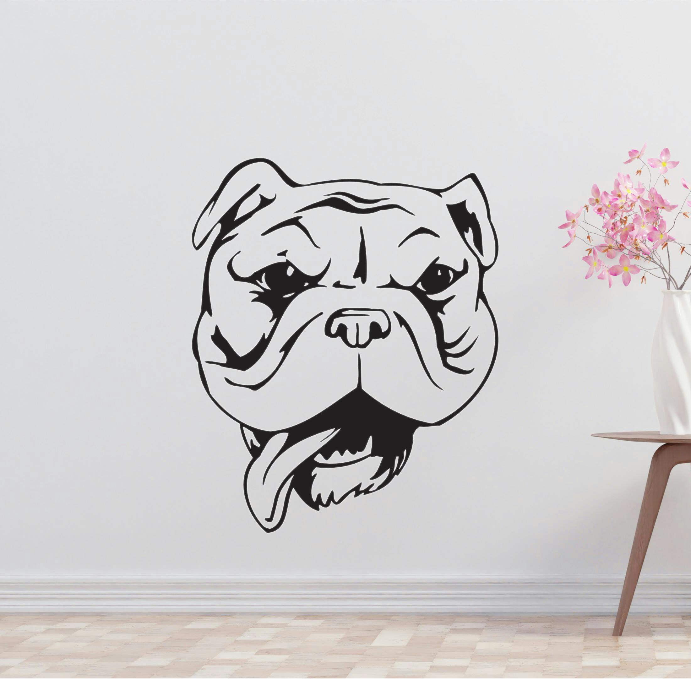 Bull Dog Removable Vinyl Decal Matte Finish Home Decor for Indoor Walls ...