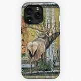 Bull Elk Oil Painting Wildlife Art iPhone Case 17 through 11 Pro Max ...