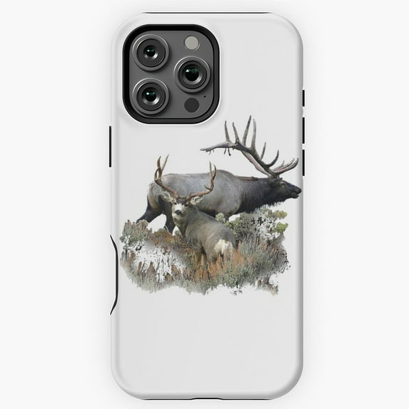 Bull Elk and Mule Deer Phone Case Compatible with iPhone 11-17 Pro Max ...
