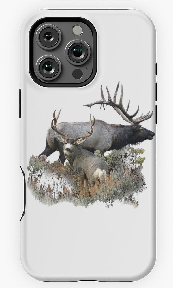 Bull Elk and Mule Deer Phone Case Compatible with iPhone 11 to 16 Pro ...