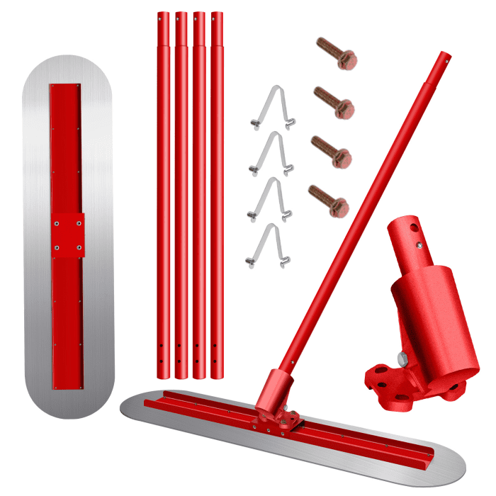 Bull Float Stainless Steel Concrete Float, Red 47.2x11.8 Inch Board, 18 ...