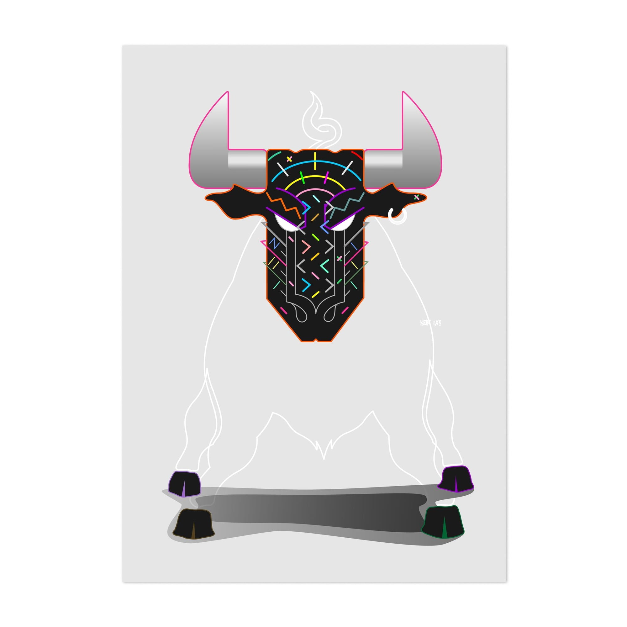 Bull with Geometric Pattern - Digital Art Abstract Modern Art Geometric ...