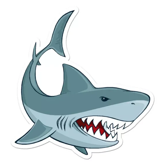 Bull Great White Shark Sticker Phone Decal Water Bottle Stickers Car ...