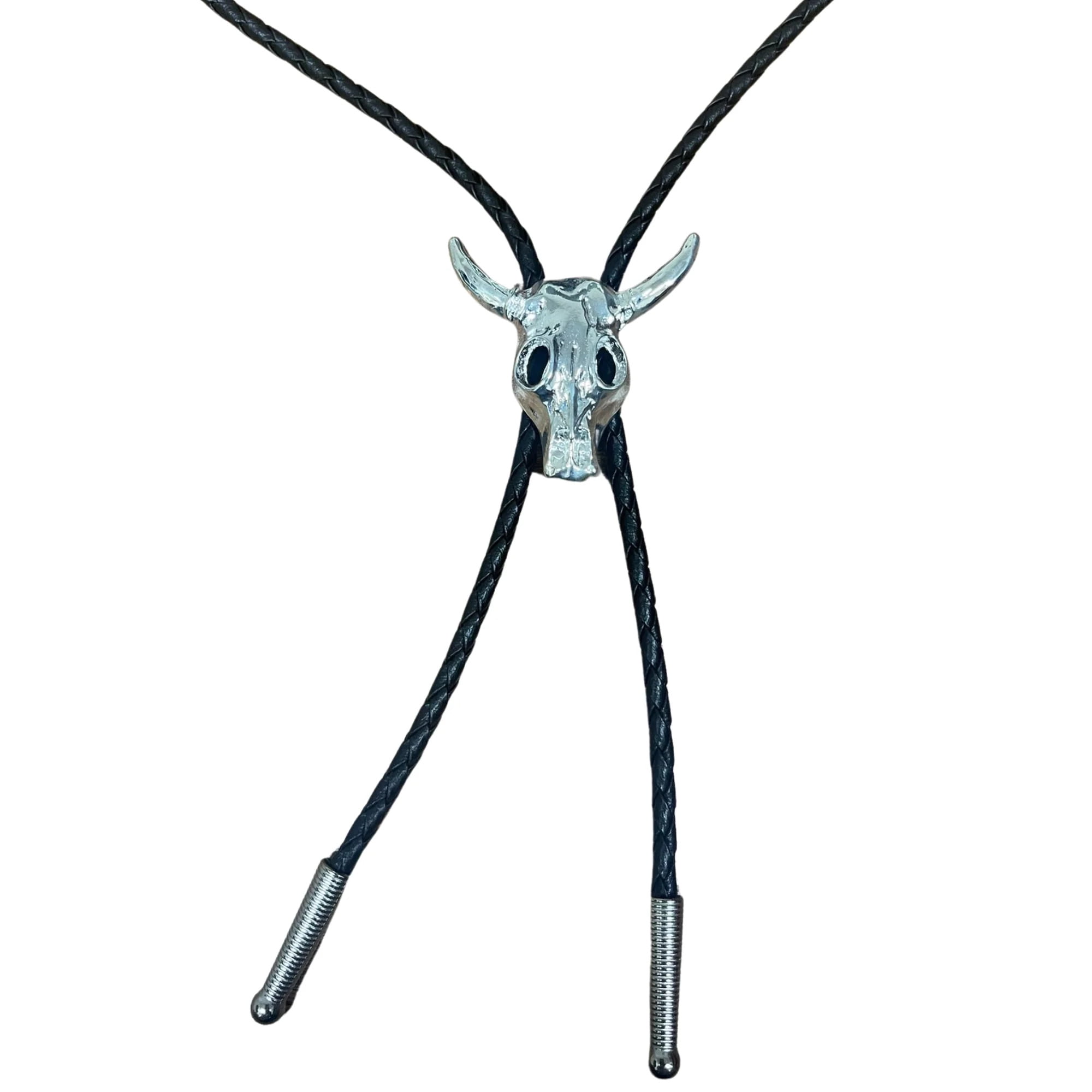 Bull Head Longhorn Western Silver Rodeo Cowboy Bolo Tie , Cow Skull ...