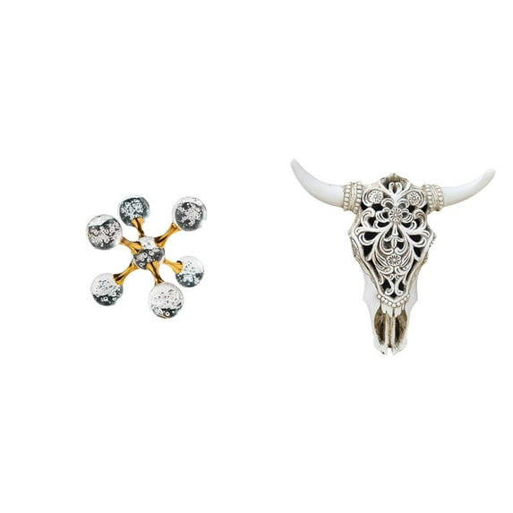 Bull Head Sculpture Desktop Figurine Resin Material Art for Home Office ...