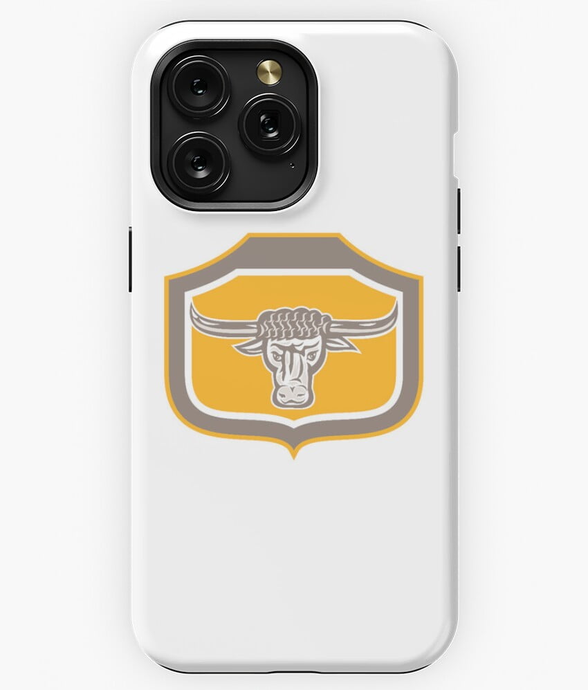 Bull Head Snorting Shield Retro Art G7408 Phone Case for iPhone17 16 15 ...