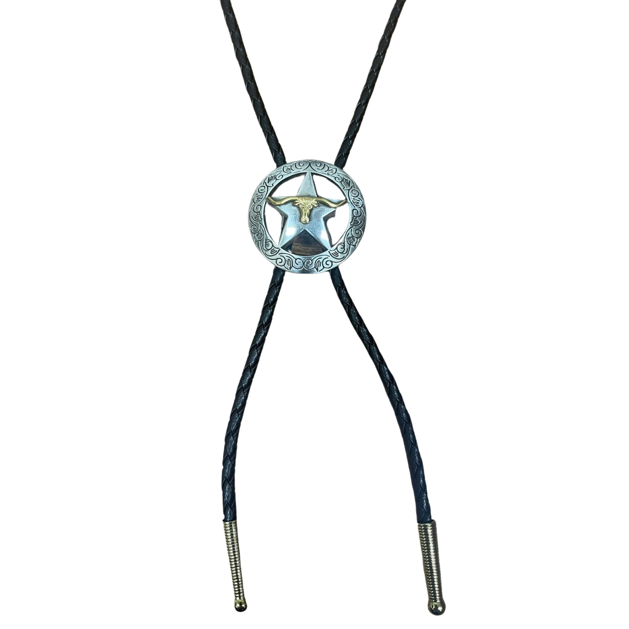 Bull Head Star Western Silver Rodeo Cowboy Bolo Tie , Silver Rodeo ...