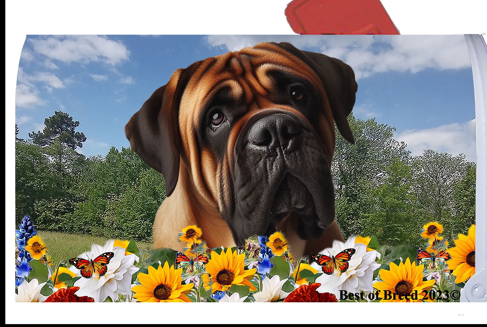 Bull Mastiff - Best of Breed Summer Flowers Mailbox Cover Hi-Grade ...