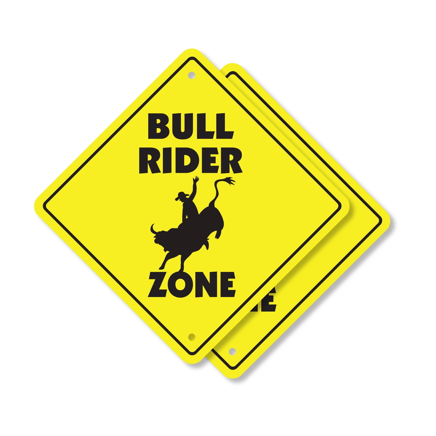 Bull Rider (2 Pack) Plastic Crossing Sign - 10 Inch X 10 Inch Xing Sign ...