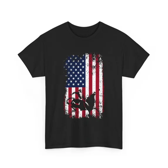 Bull Rider American Flag Rodeo Western Style Cowboy Country Sport ...