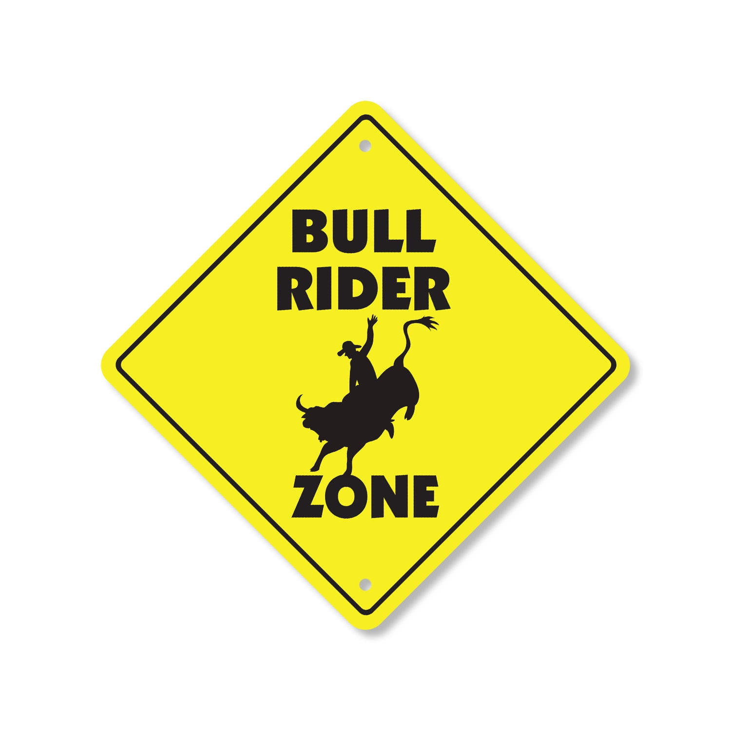 Bull Rider Plastic Crossing Sign - 12 Inch X 12 Inch Xing Sign Gift ...