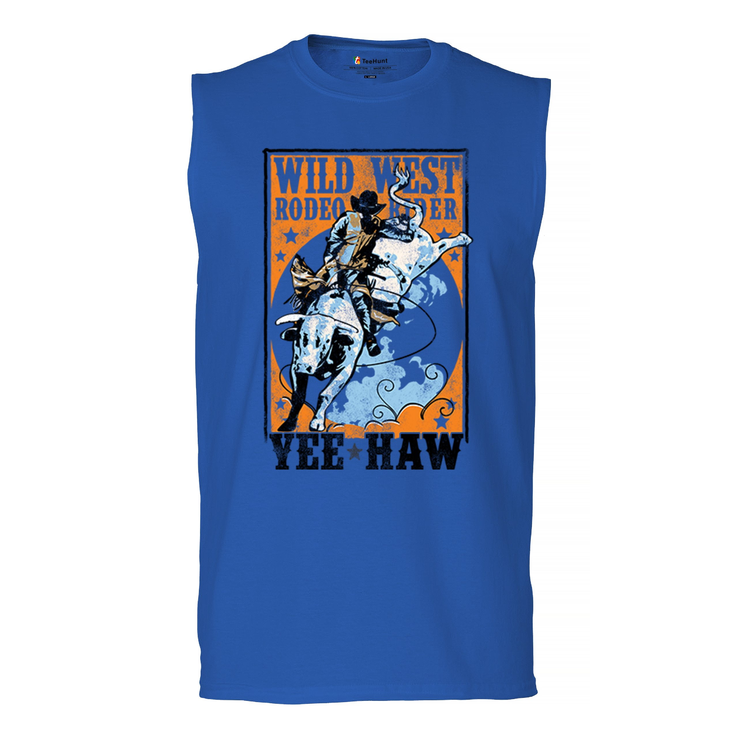 Bull Rider Rodeo Cowboy Muscle Shirt Vintage Wild West Yeehaw Not My ...