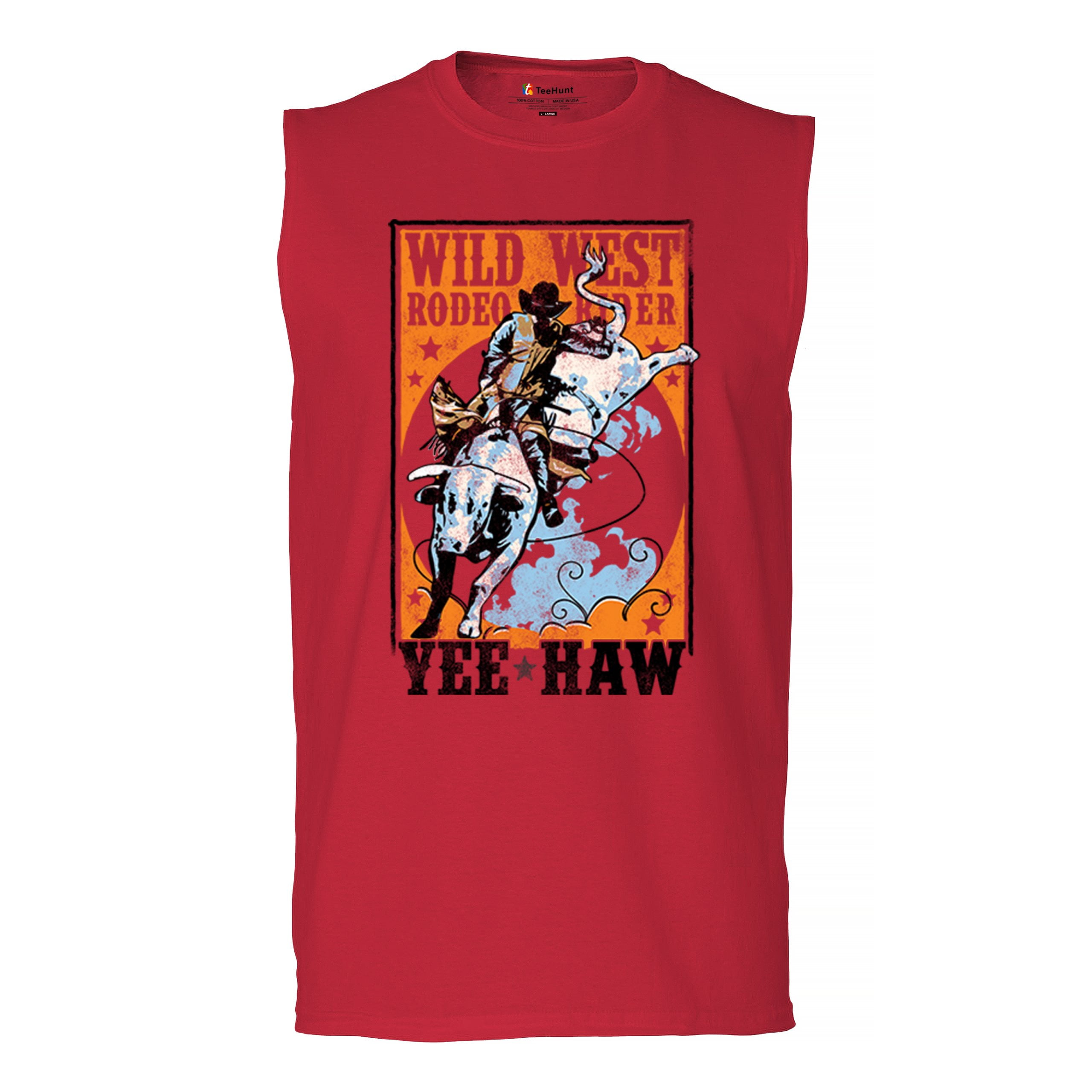 Bull Rider Rodeo Cowboy Muscle Shirt Vintage Wild West Yeehaw Not My ...