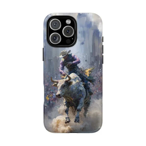 Bull Rider Rodeo Cowboy Western Scene Phone Case for iPhone 17 to 11 ...