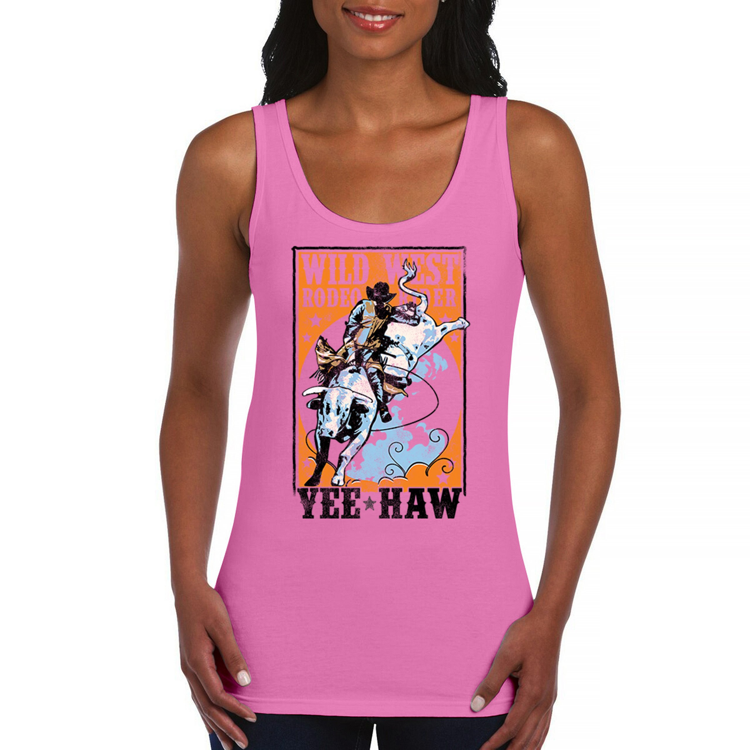 Bull Rider Rodeo Cowboy Women's Tank Top Vintage Wild West Yeehaw Not ...