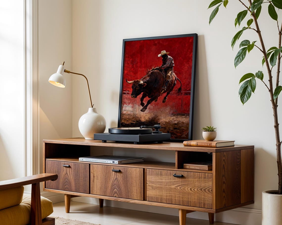Bull Rider Wall Art Southwestern Rodeo Bold Cowboy Decor, Unframed ...