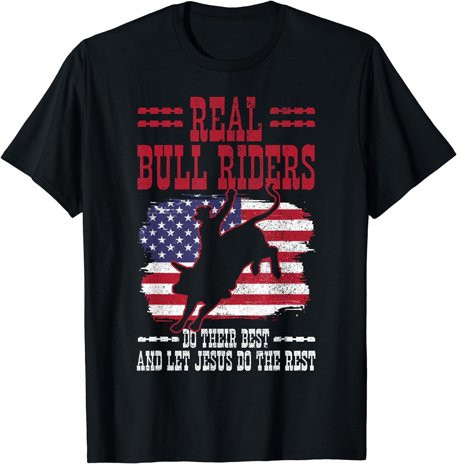 Bull Riding American Flag Rodeo Patriotic Christian Rider T-Shirt ...