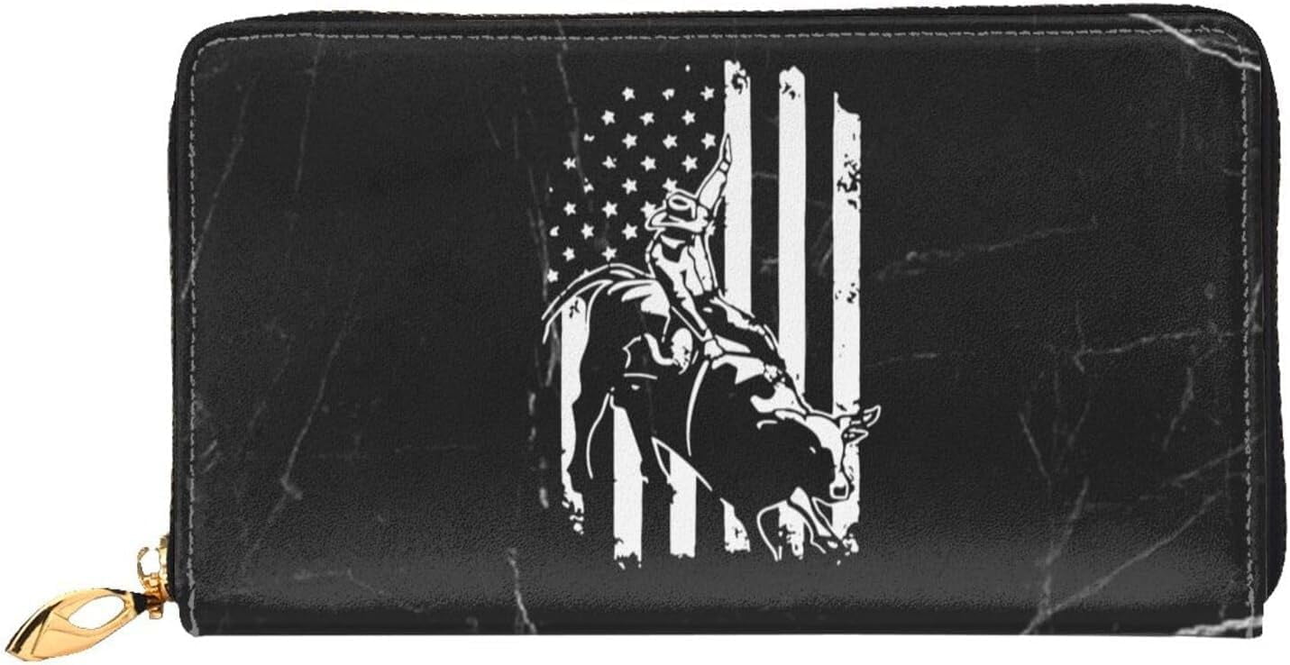 Bull Riding American Flag Wallet Card Bag Leather Wallet - Walmart.com