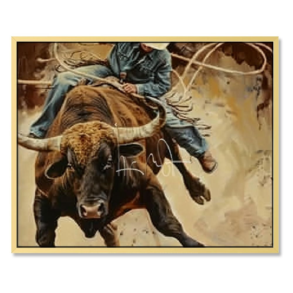 Bull Riding Art, Art, Western Art Vintage Wall Art Canvas Wall Art ...