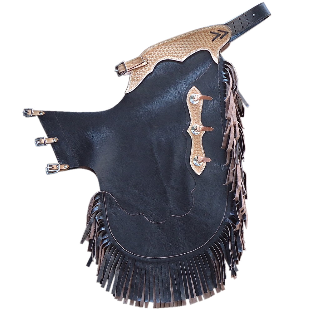 Hilason Western Bull Riding Chinks Chaps Pro Rodeo Bronc Leather Black ...