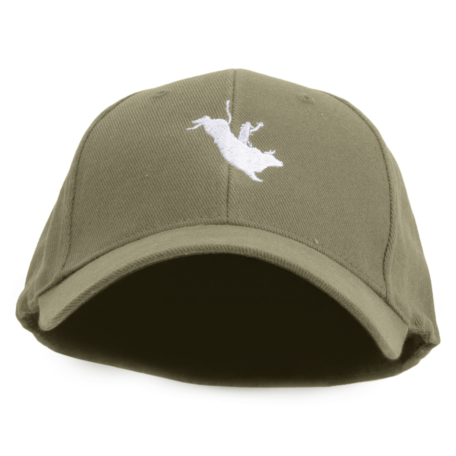 Bull Riding Embroidered Low Profile Washed Flex Cap - Khaki OSFM ...