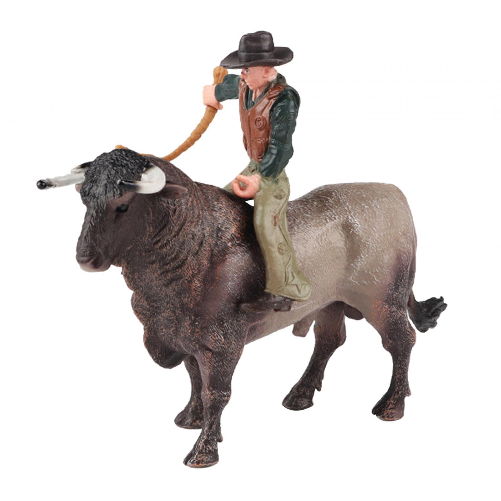 Bull Riding Figurine Educational for DIY Projects Micro Scenery Fairy ...