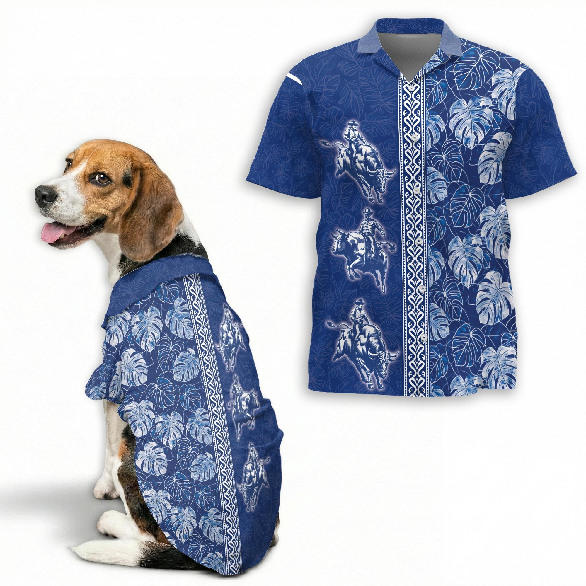 Bull Riding Hawaiian Shirt – Western Cowboy Rodeo Print Aloha Shirt ...