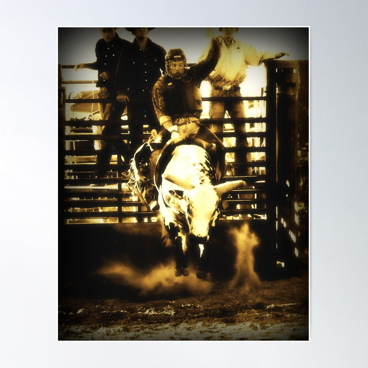 Bull Riding Rodeo Cowboy Rustic Country Western Poster Wall Art, Modern ...